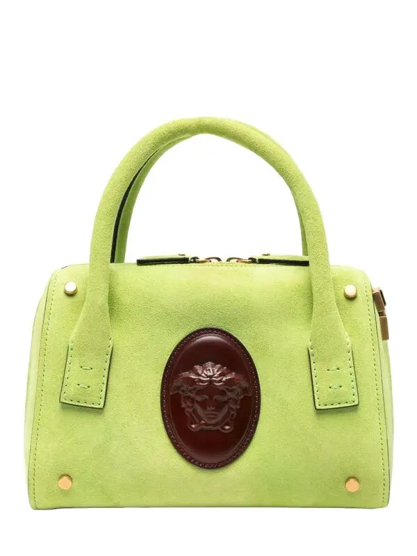 Versace Medusa Plaque Suede Tote Bag - Green