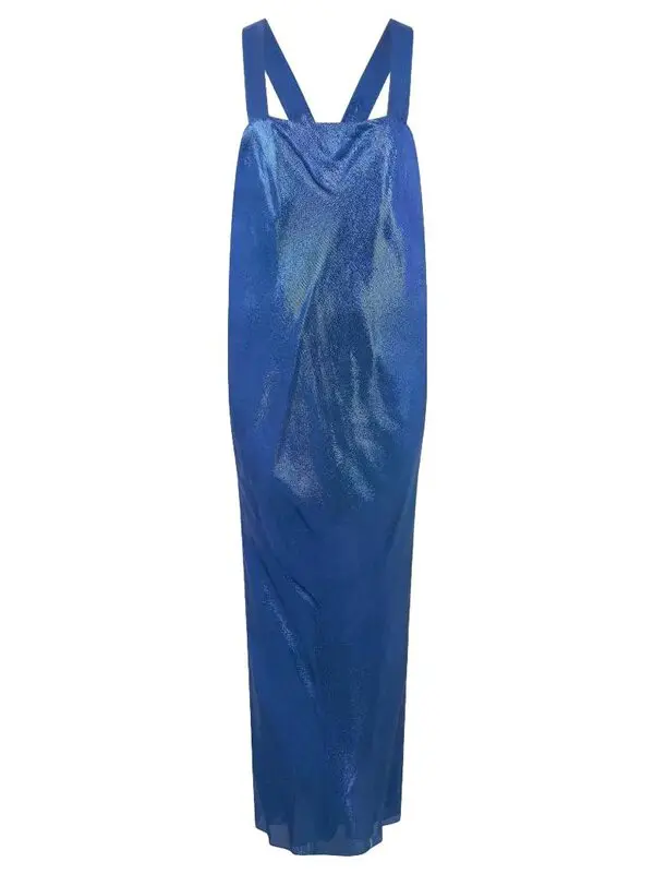 Alberta Ferretti Laminated Square-neck Evening Dress - Blue