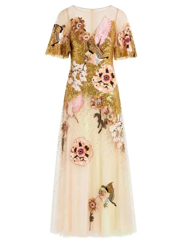 TEMPERLEY LONDON Embellished Floral Gown - Neutrals