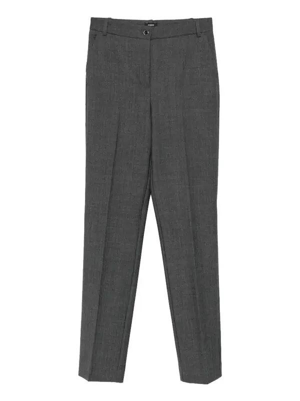 Pinko Herringbone Pattern Logo Patch Tailored Trousers - Grey