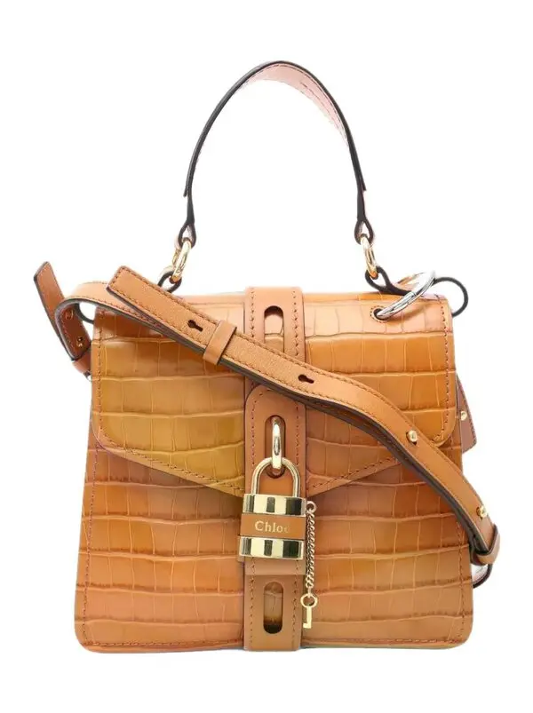 Chloé 2010s Aby Croc-embossed Handbag - Neutrals