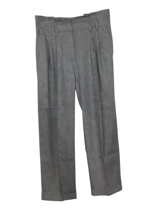 Brunello Cucinelli Pleated Herringbone Trousers - Grey