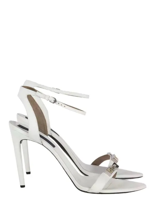 Proenza Schouler Leather Geometric Hardware Ankle-strap Stiletto Sandals - White