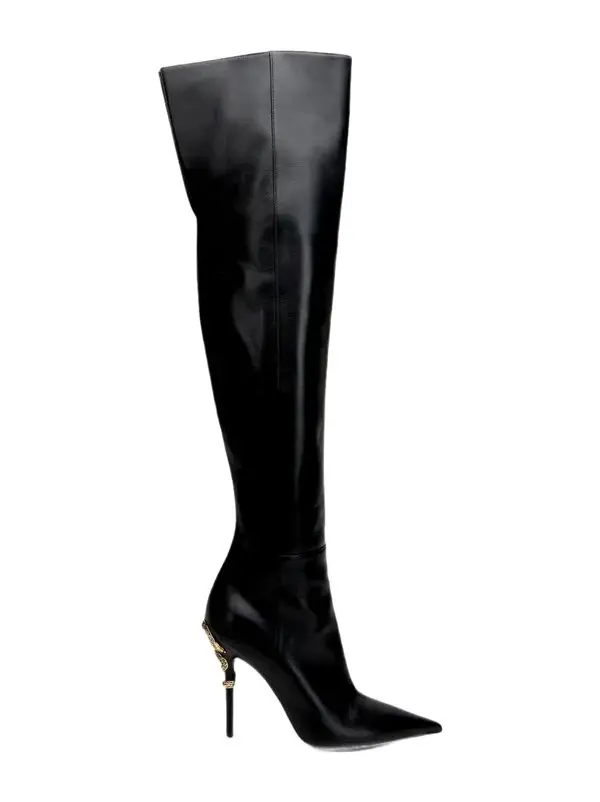 Roberto Cavalli Snake-embellished Pointed-toe Boots - Black