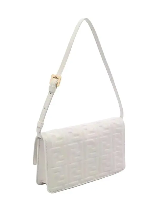 Fendi 2020s Wallet On Chain Baguette Embossed Shoulder Bag - Neutrals