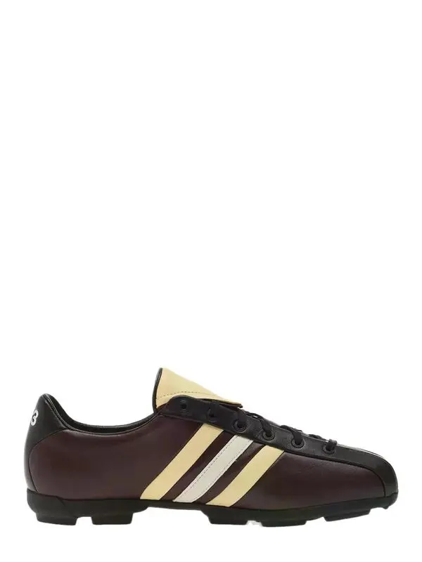 Y3 Burgundy Leather Sneakers With Side Stripe Detail - Brown
