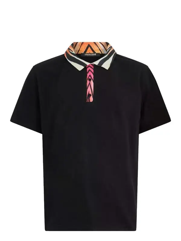 Roberto Cavalli Ray Of Paradise Collar Polo Shirt - Black
