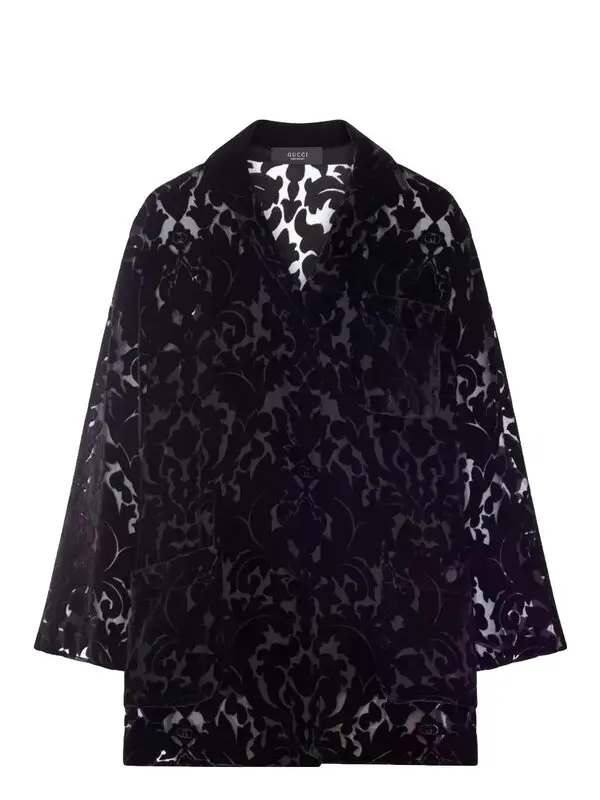 Gucci Devoré Velvet Floral Shirt - Black