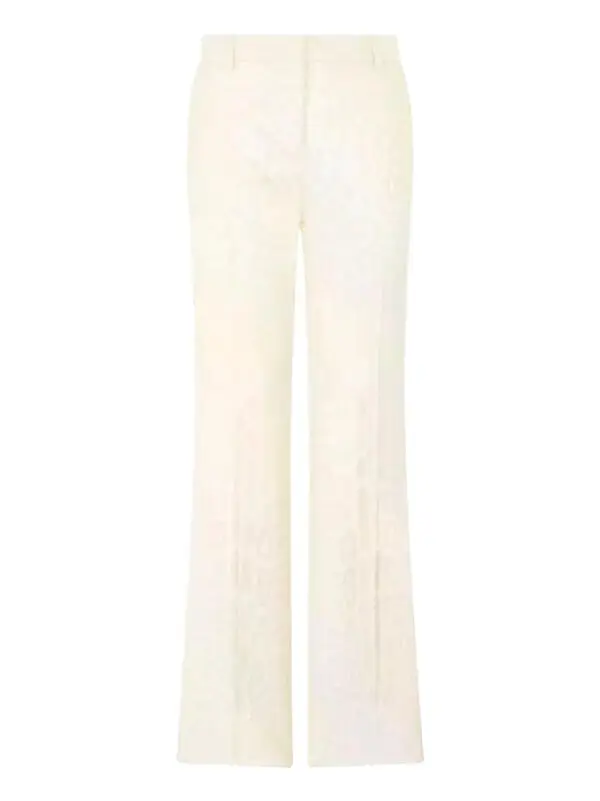 Roberto Cavalli Leopard Jacquard Flared Trousers - White