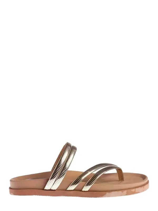 MARIETTA CHROUSALA Metallic Strappy Flat Sandals - Gold