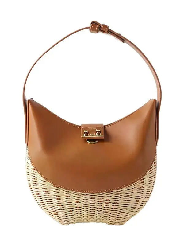 Rodo Small Paris Wicker And Leather Tote Bag - Neutrals