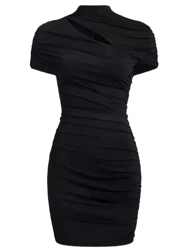 Balmain Draped Jersey Bodycon Dress - Black