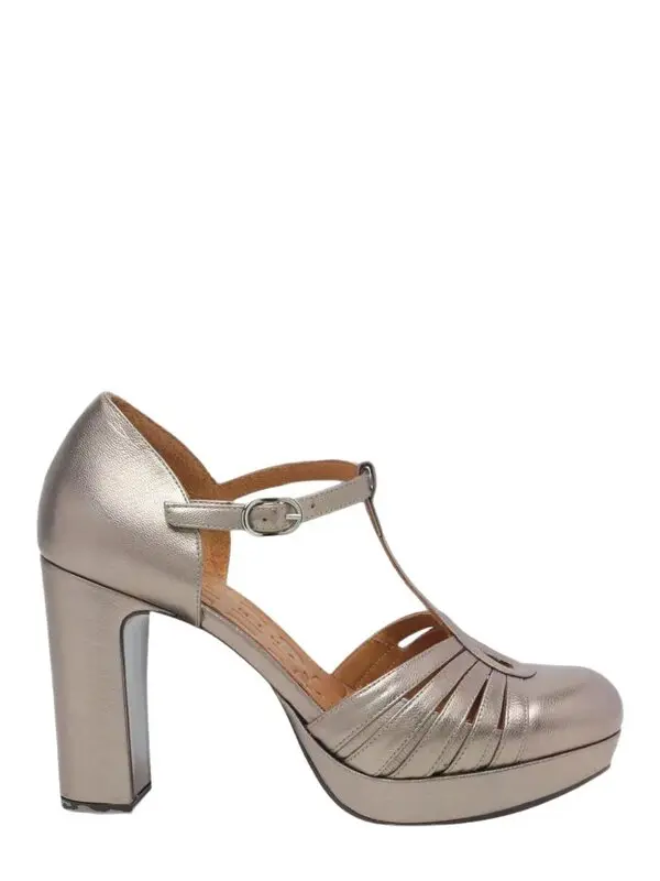 Chie Mihara Uyelo Pumps With T-bar Strap And Block Heel - Metallic