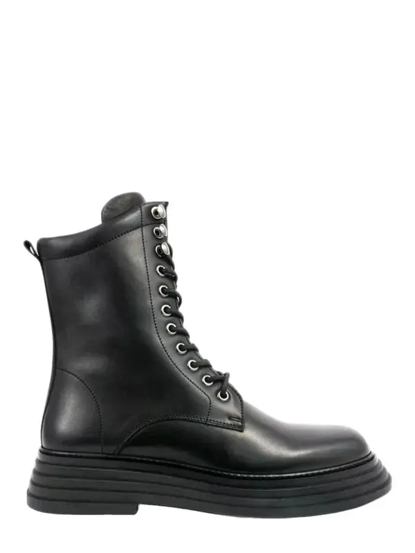 SERGIO MORETTI FIRENZE Lace-up Leather Ankle Boots - Black
