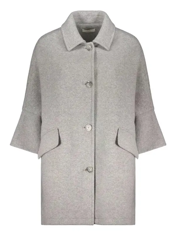 Fedeli Single-breasted Wide-sleeve Coat - Grey