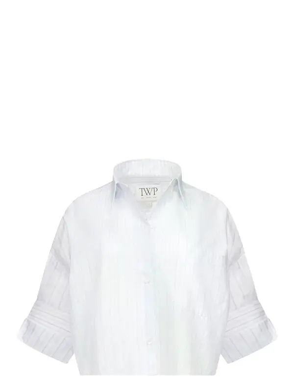 TWP Cropped Pinstripe Shirt - White