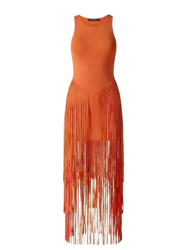 TOCCIN Jora Fringe-trimmed Dress - Orange