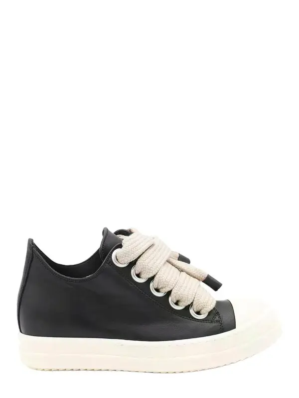 Rick Owens Oversized Lace Leather Sneakers - Black