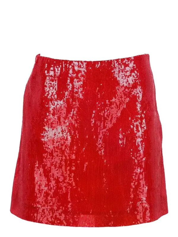 Alberta Ferretti Sequin A-line Mini Skirt - Red