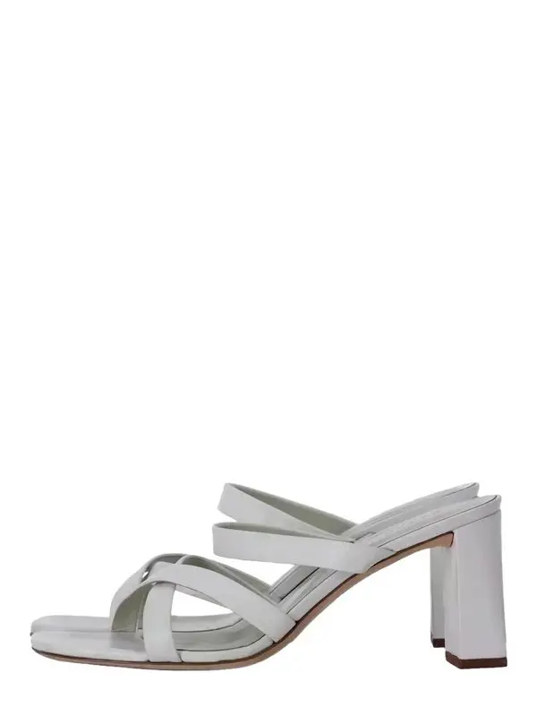 By Far Leather Cross-strap Square-toe Heeled Sandals - White