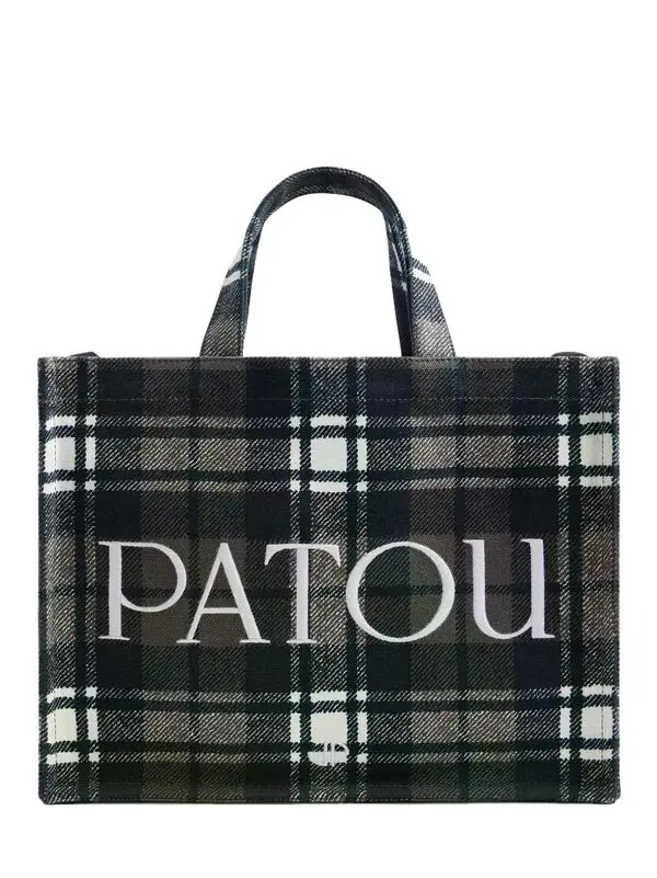 PATOU Check Logo Print Tote Bag - Grey
