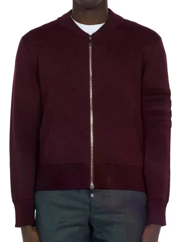Thom Browne 4-bar Zip-up Cardigan - Red