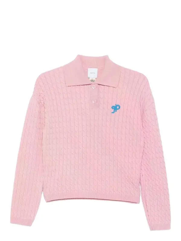 PATOU Cable-knit Polo Collar Sweater - Pink