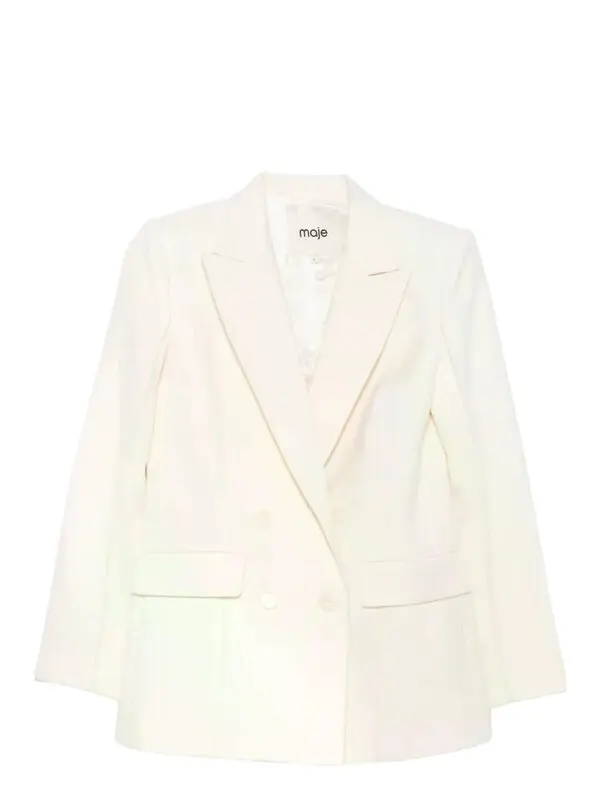 Maje Double-breasted Peak-lapel Blazer - Neutrals