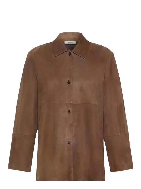 Max Mara Button-front Suede Jacket - Brown