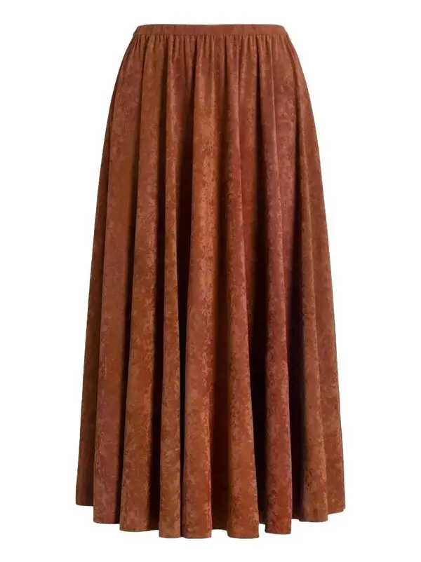 Alberta Ferretti Textured Pleated Midi Skirt - Brown