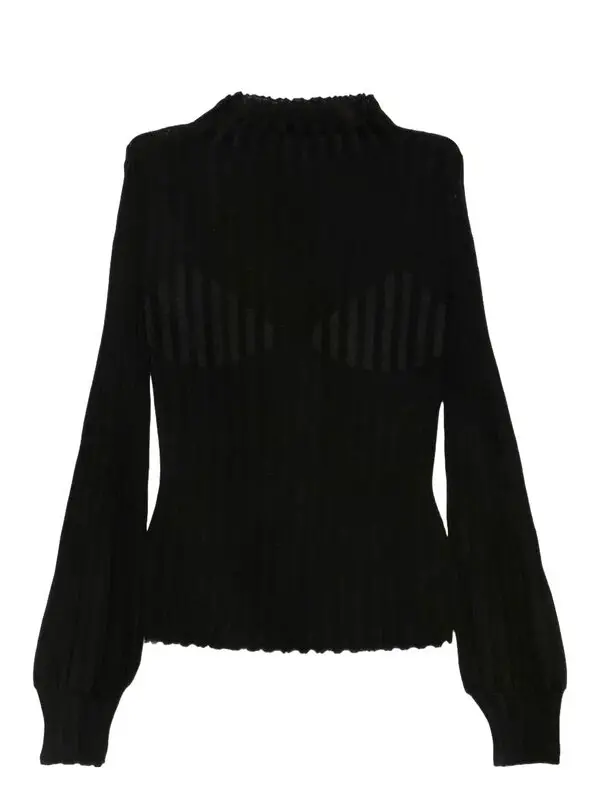 Liviana Conti Ribbed Balloon-sleeve Sweater - Black
