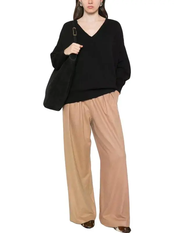 Liviana Conti Logo Waistband Wide Leg Trousers - Neutrals