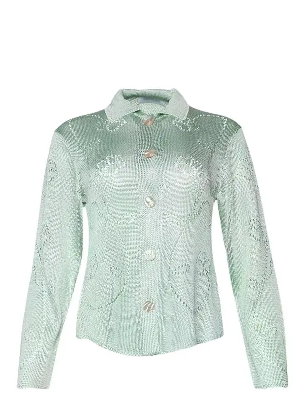 Calle Del Mar Ivy" Floral Motif Shirt - Green