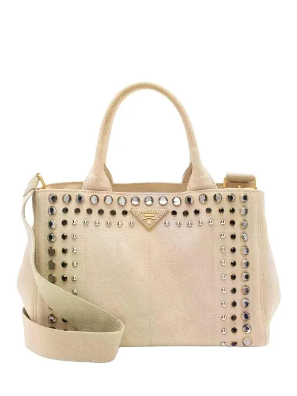 Prada Canapa Crystal-embellished Tote Bag - Neutrals