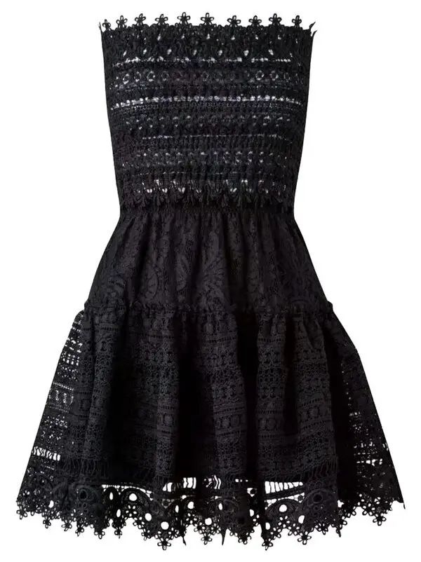 Waimari Vallarta Lace-panelled Mini Dress - Black