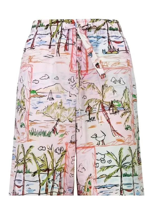 ODEEH Graphic Print Wide-leg Trousers - Pink