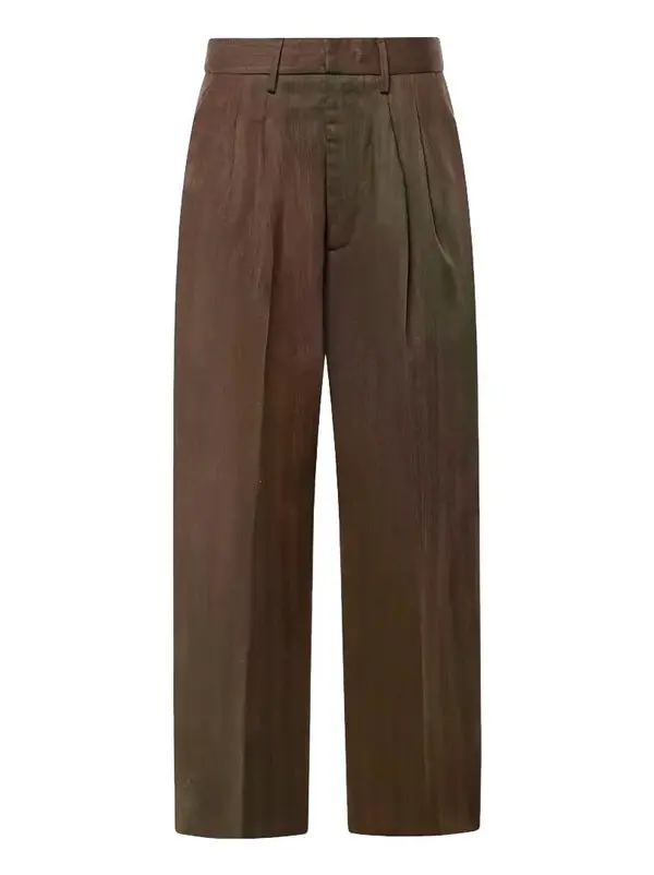 DONDUP Herringbone Pleated Trousers - Brown