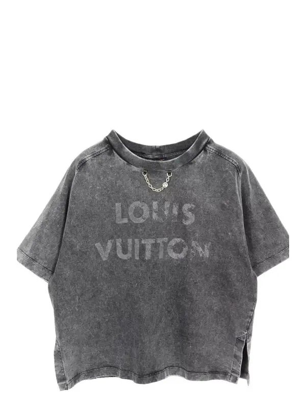 LOUIS VUITTON Washed Effect Logo Print T-shirt - Grey
