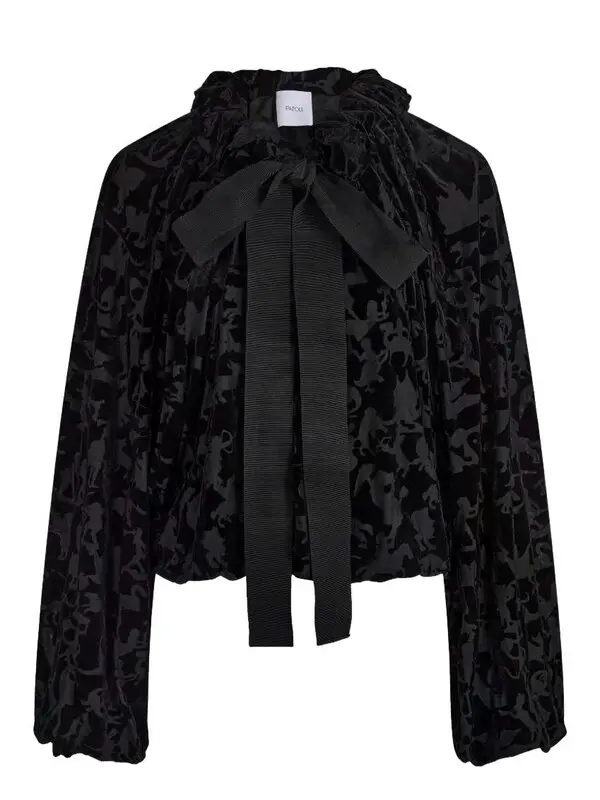 PATOU Devoré Bow Detail Top - Black
