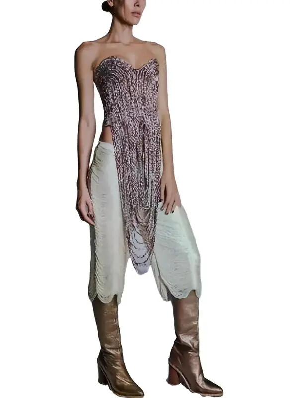 BLESS Talara Strapless Sweetheart Fringe Top - Red