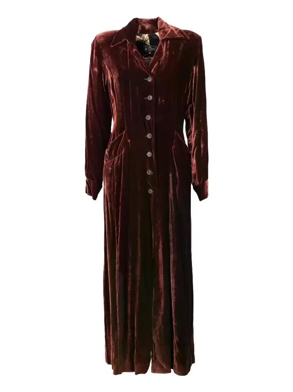 Etro Velvet Button-up Coat - Brown