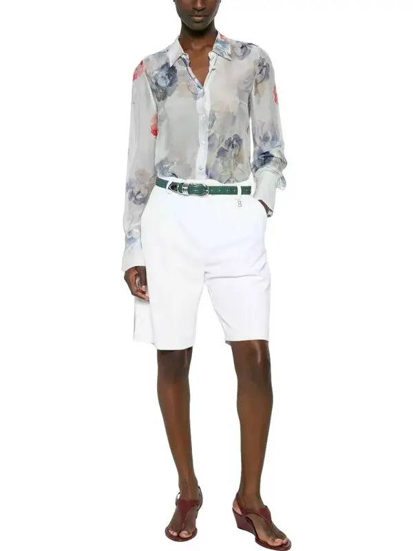 BLUGIRL Floral Print Sheer Shirt - Blue