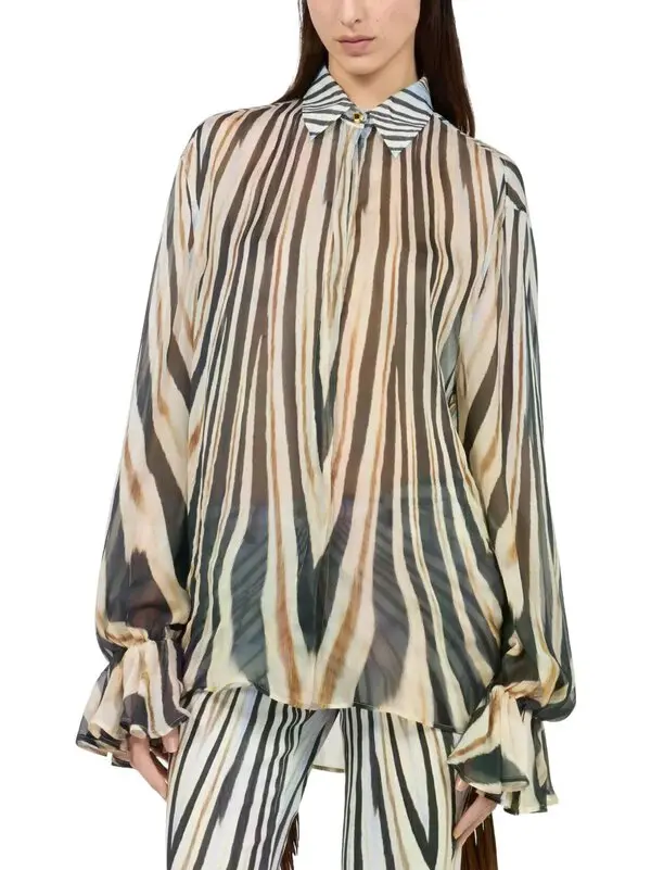 Roberto Cavalli Zebra-print Sheer Shirt - Black