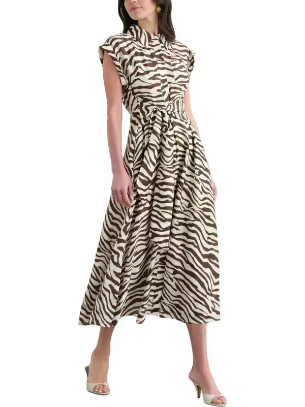 TOCCIN Serena Zebra-print Midi Dress - Neutrals