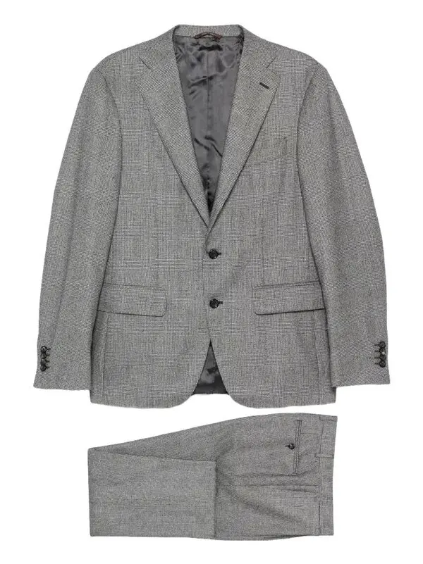 Canali Prince Of Wales Buttoned Suit - Grey
