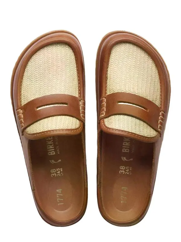 BIRKENSTOCK Naples Calf Leather-panelled Canvas Sandals - Brown