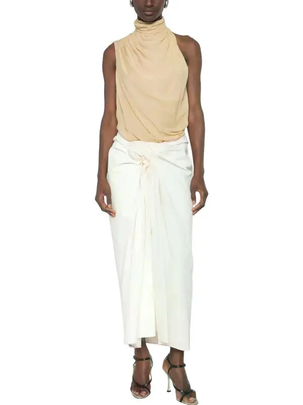 Magda Butrym Knot-detail Ruched Midi Skirt - Neutrals