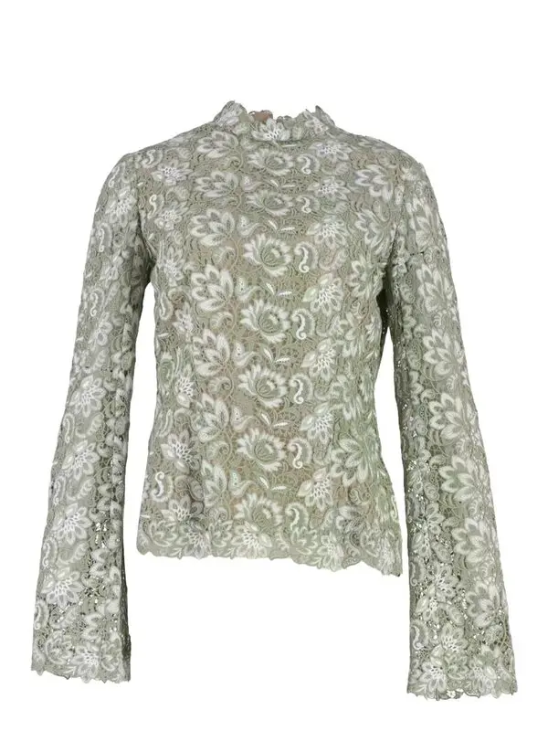 Erdem Guipure Lace Flared-sleeve Blouse - Green