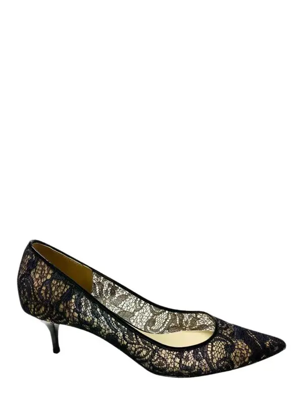JIMMY CHOO Lace Pointed-toe Pumps - Black