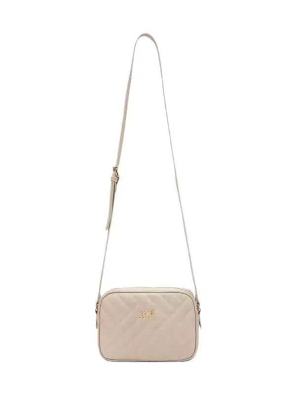 Roberto Cavalli Quilted Logo-plaque Shoulder Bag - Neutrals